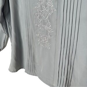Yves St. Clair | Tops | Vintage Ice Blue Piratecore Floral Embroidered ...